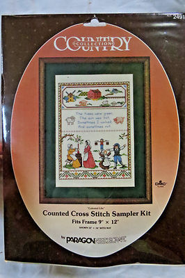 PARAGON VINTAGE COUNTRY Dutch COLONIAL LIFE SAMPLER CROSS STITCH KIT ...