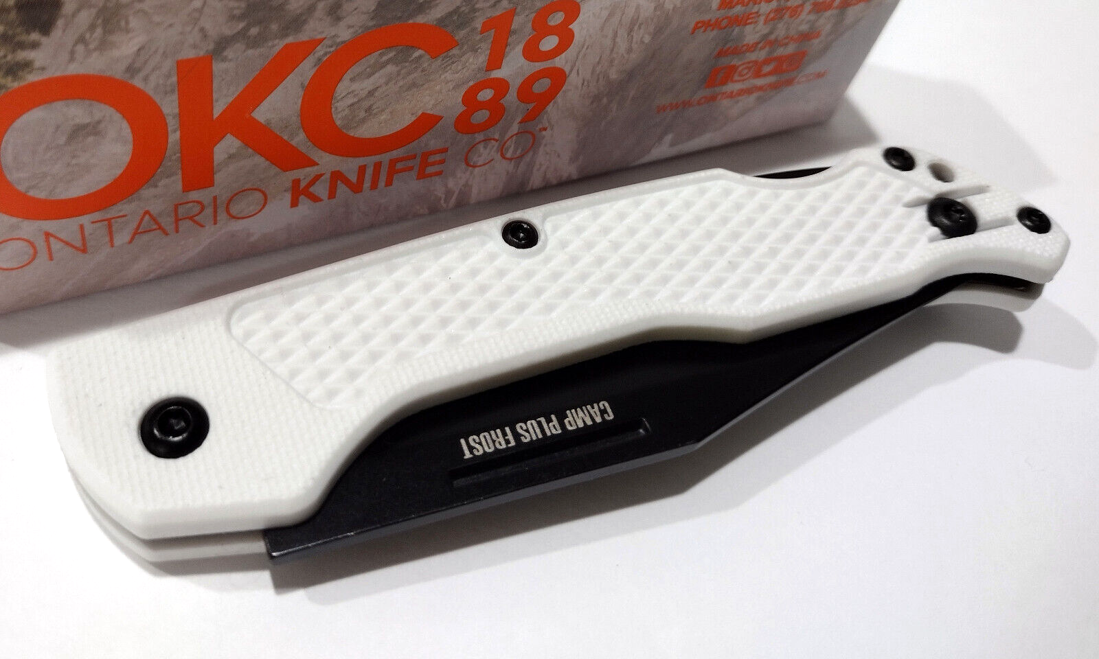 Ontario Knife Company OKC Camp Plus White Frost Lockback Folding Pocket ...
