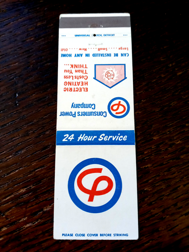 Vintage Matchbook: Consumers Power Company, Bay City, MI | eBay