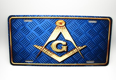 MASONIC FREEMASON METAL CAR LICENSE PLATE AUTOTAG. MASON LOGO CAR ...