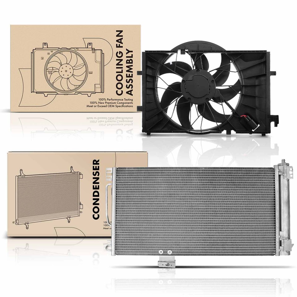 AC Condenser & Cooling Fan Assembly Kit for Mercedes-Benz W203/209 C230 ...