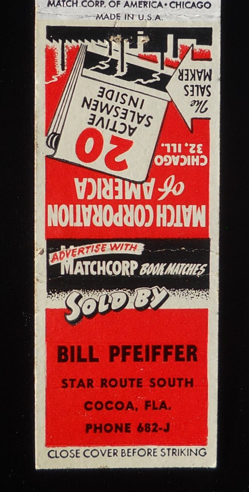 1950s Bill Pfeiffer Sales Rep. Match Corporation of America Star Route ...