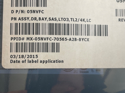 5NVFC Dell PowerVault TL2000 TL4000 LTO-3 Half Height SAS Tape Drive ...