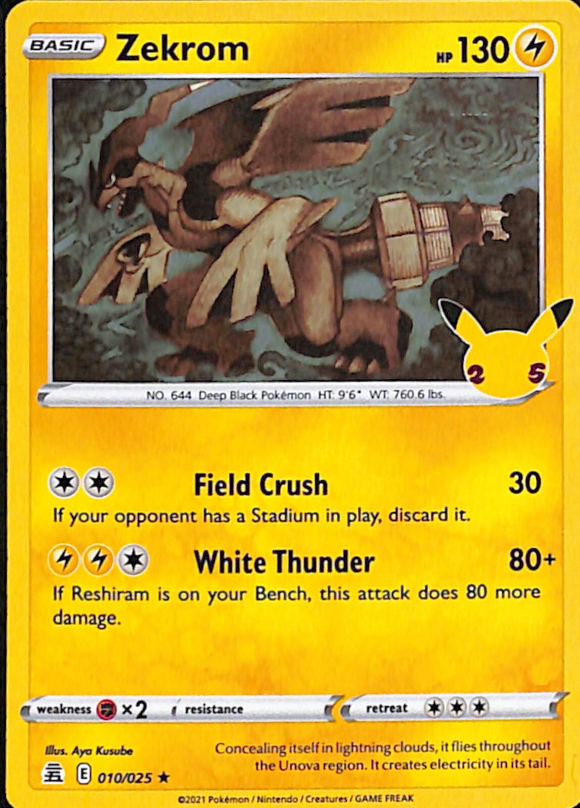 Zekrom 10/25 Holo Rare 25th Anniversary Celebrations Pokémon TCG - NM ...