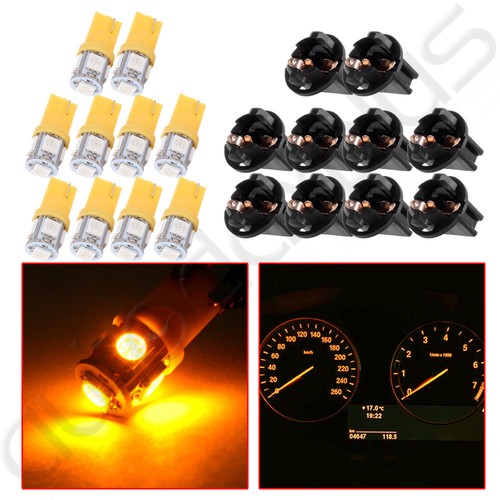 10pcs T10 194 LED Bulb Ultra Amber Instrument Cluster Panel Light With ...
