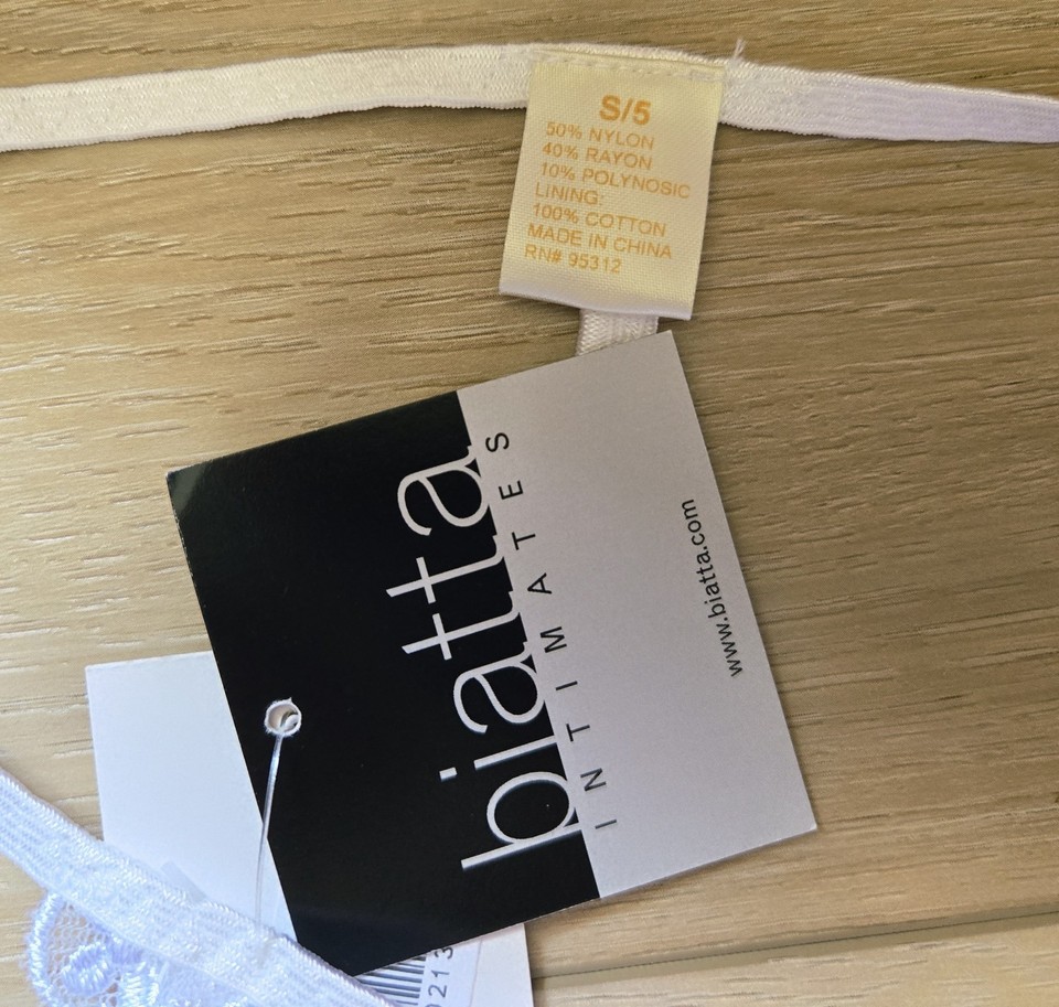 NWT Biatta White Sheer Floral Lace Bridal G-String Thong Bow Gem ...