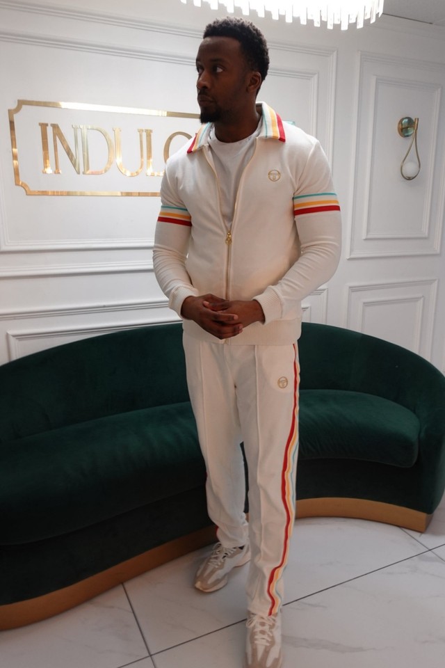 RARE SERGIO TACCHINI VELOUR MEN'S SIZE XL SLICE TRACKSUIT GARDENIA GOLD ...