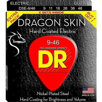 DR Strings Dragon Skin (2 Pack) Hard Coated Electric Guitar Strings (9 ...