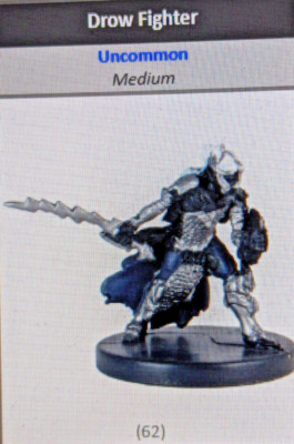 D&D miniatures Harbinger DROW FIGHTER dark elf #62 with stat card (NIB ...
