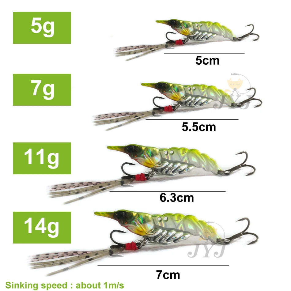 1pc 5g/7g/11g/14g Long throw Shrimp prawn fishing Lures Metal VIB ...