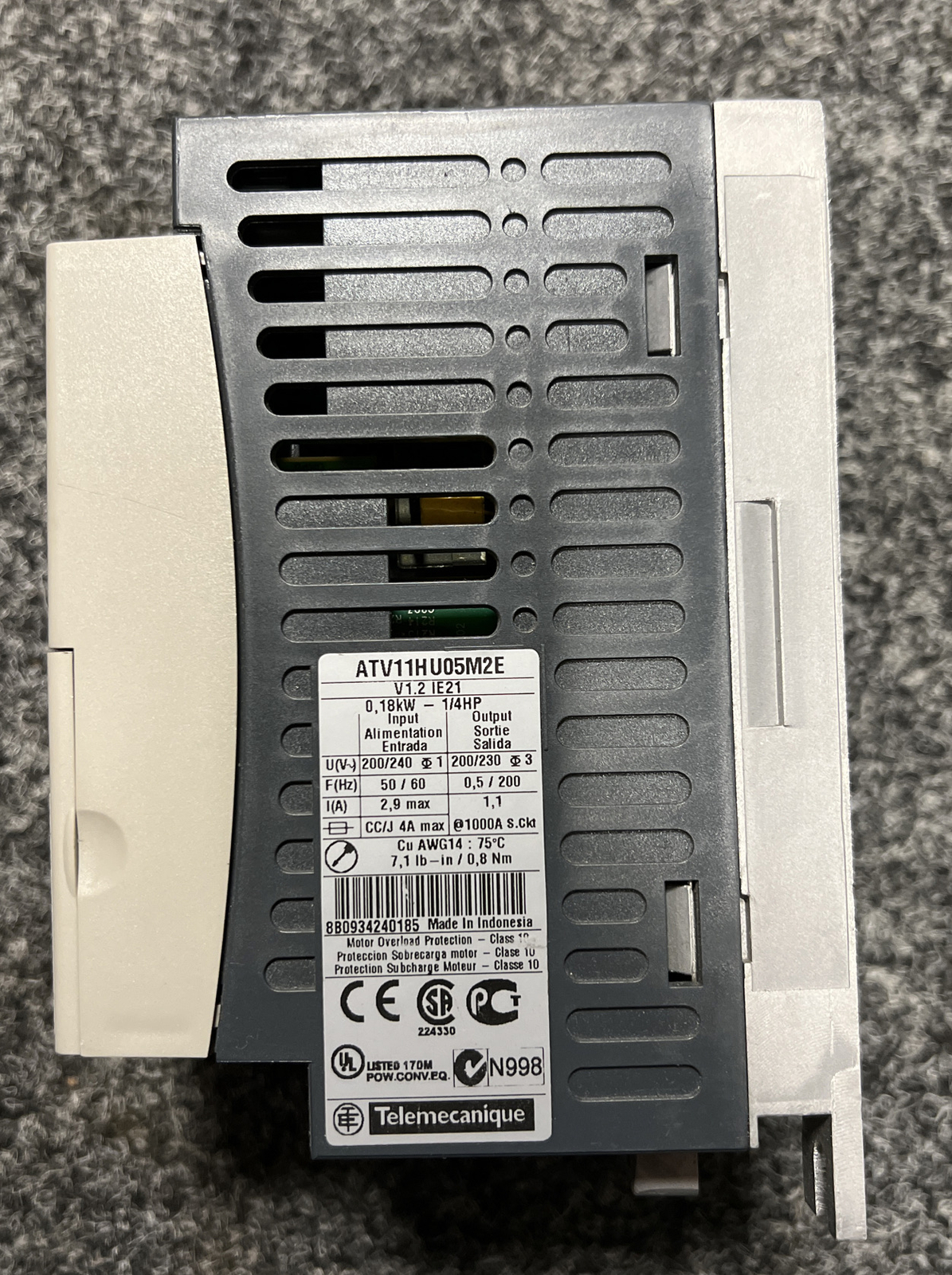 Telemecanique / Schneider ATV11HU05M2E Altivar 11 Inverter Drive 0.18kW ...