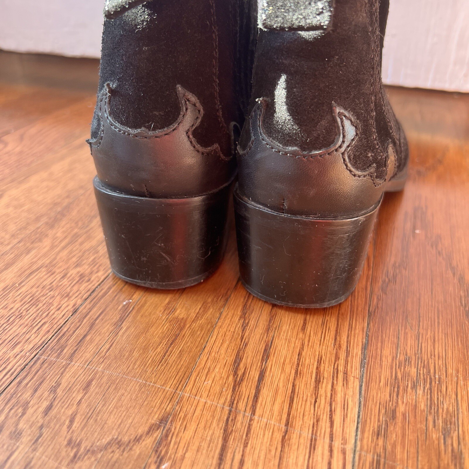 Zara Black Suede Western Style Ankle Booties Size 36 … - Gem