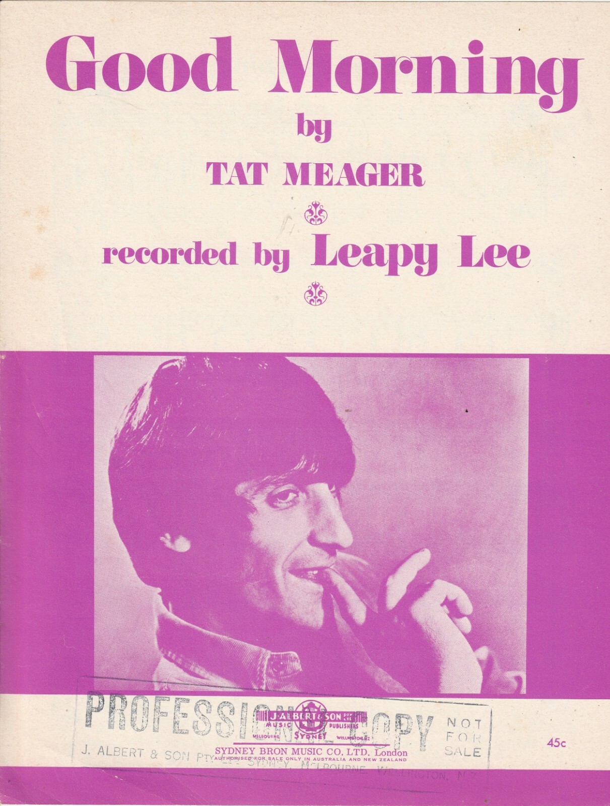 LEAPY LEE SHEET MUSIC: GOOD MORNING AUSSIE EX+ SAMPLE 4pp 1969 | eBay ...