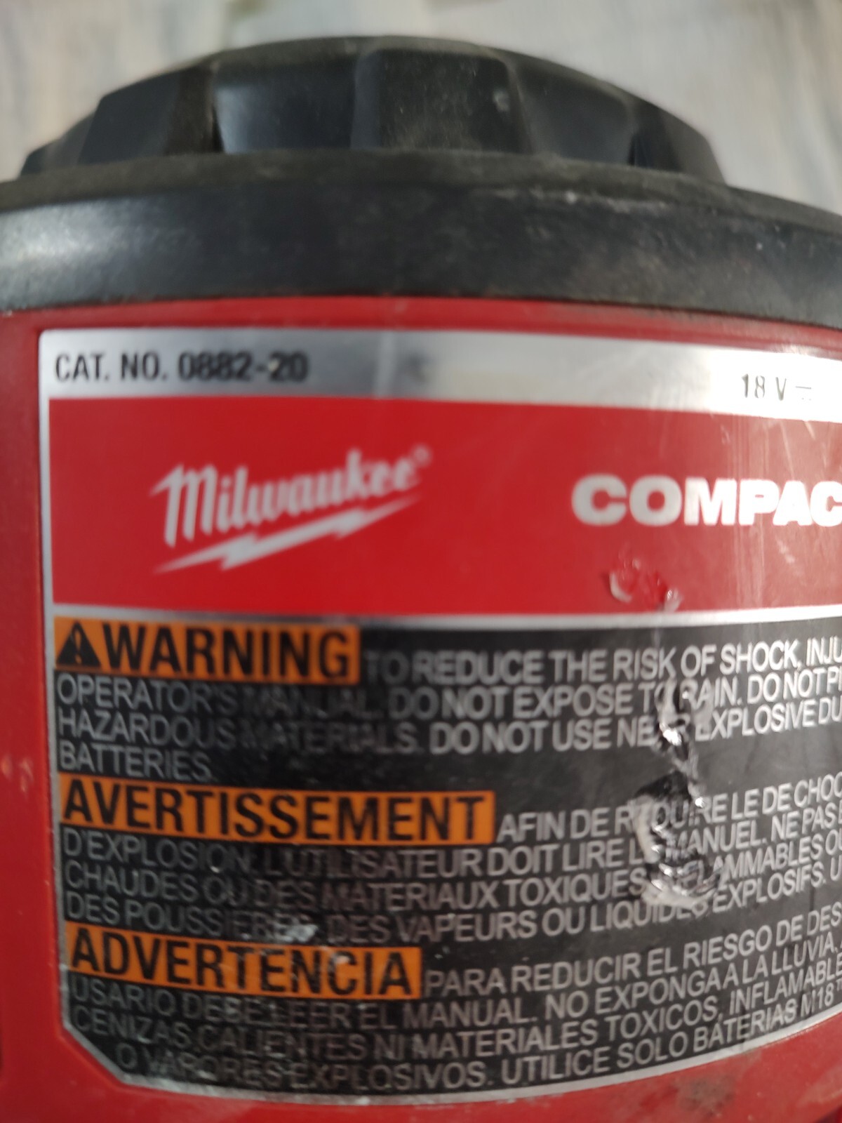 Milwaukee 0882-20 M18 18V Lithium-ion Cordless Compact Vacuum - Bare ...