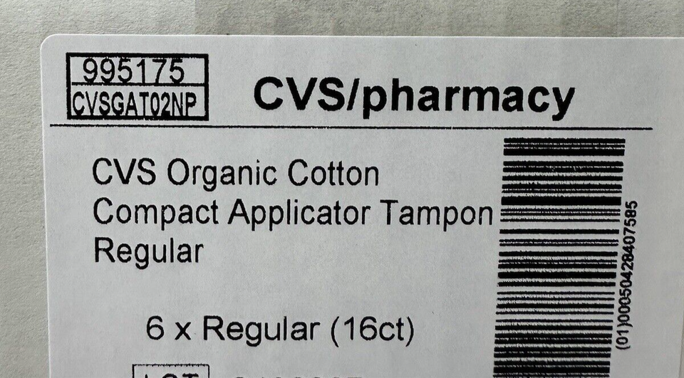 (6) Live Better Organic Cotton Tampons CVS Health Regular 16Ct (96 ...
