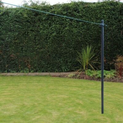 2.4m Galvanised Washing Clothes Post Pole PVC Laundry Line Dryer Socket ...