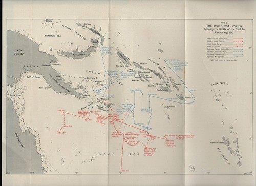 VINTAGE WAR MAP BATTLE OF THE CORAL SEA MAY 1942 USA AND AUSTRALIA v ...