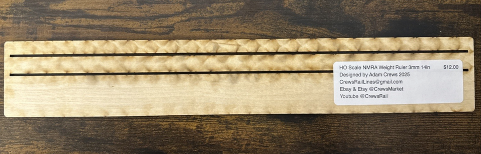 NMRA Weight Template Scale for HO Rolling Stock - Laser Cut 3mm X 14 ...