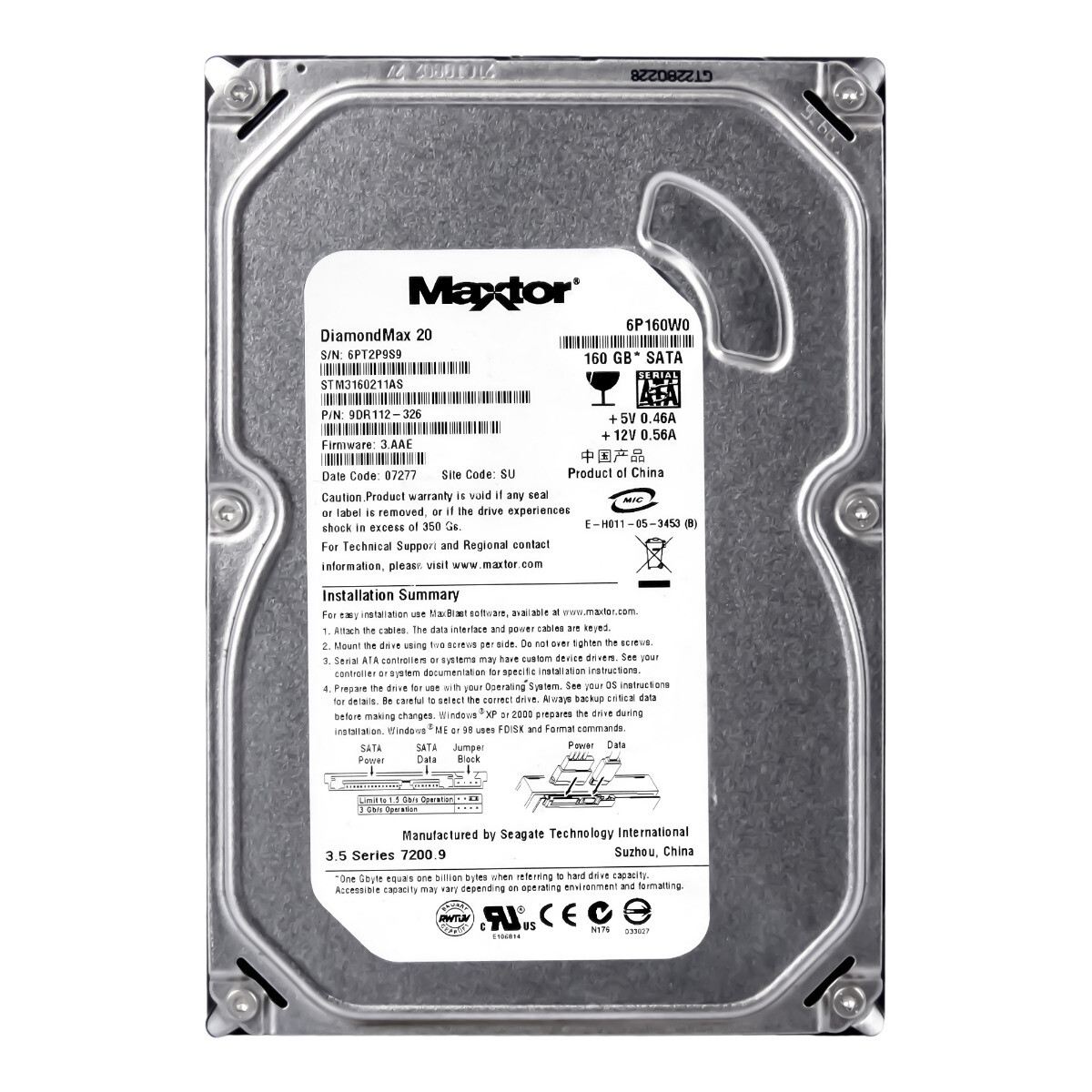 160 GB Maxtor DiamondMax 20 STM3160211AS 7200 RPM 2mb for sale online ...