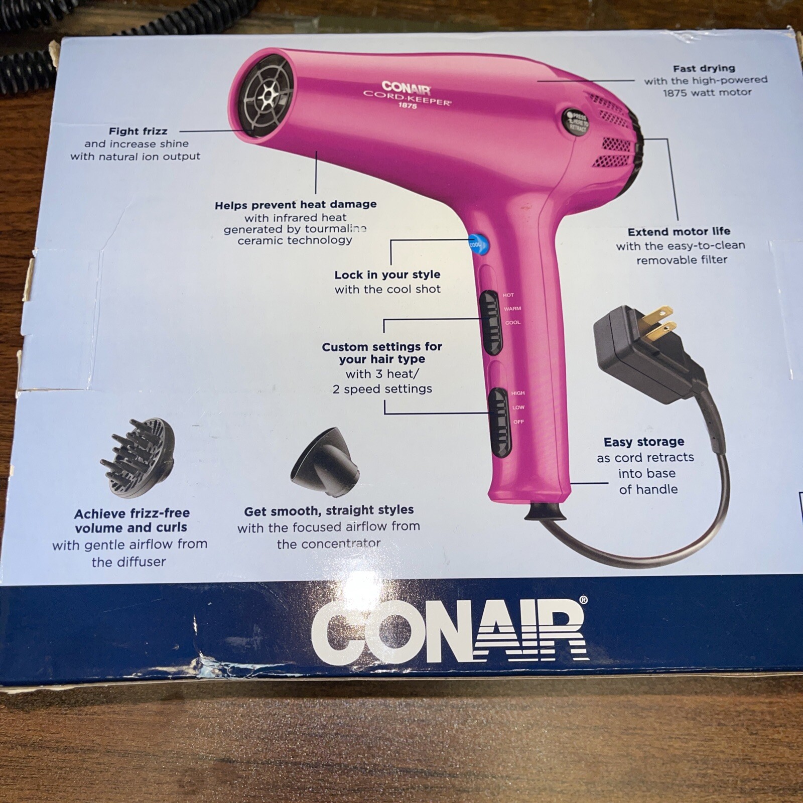 CONAIR 209R IONIC CERAMIC CORD KEEPER HAIR DRYER, PINK, 1875 WATTS | eBay