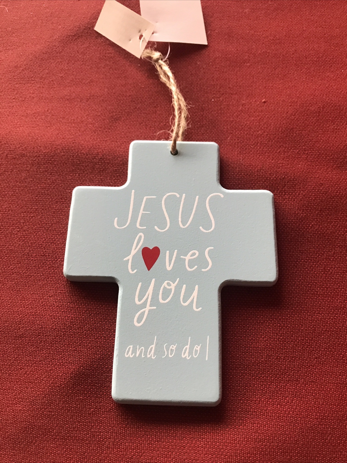 Hanging Wood Cross - Jesus Loves You And So Do I - Blue - Great Gift ...