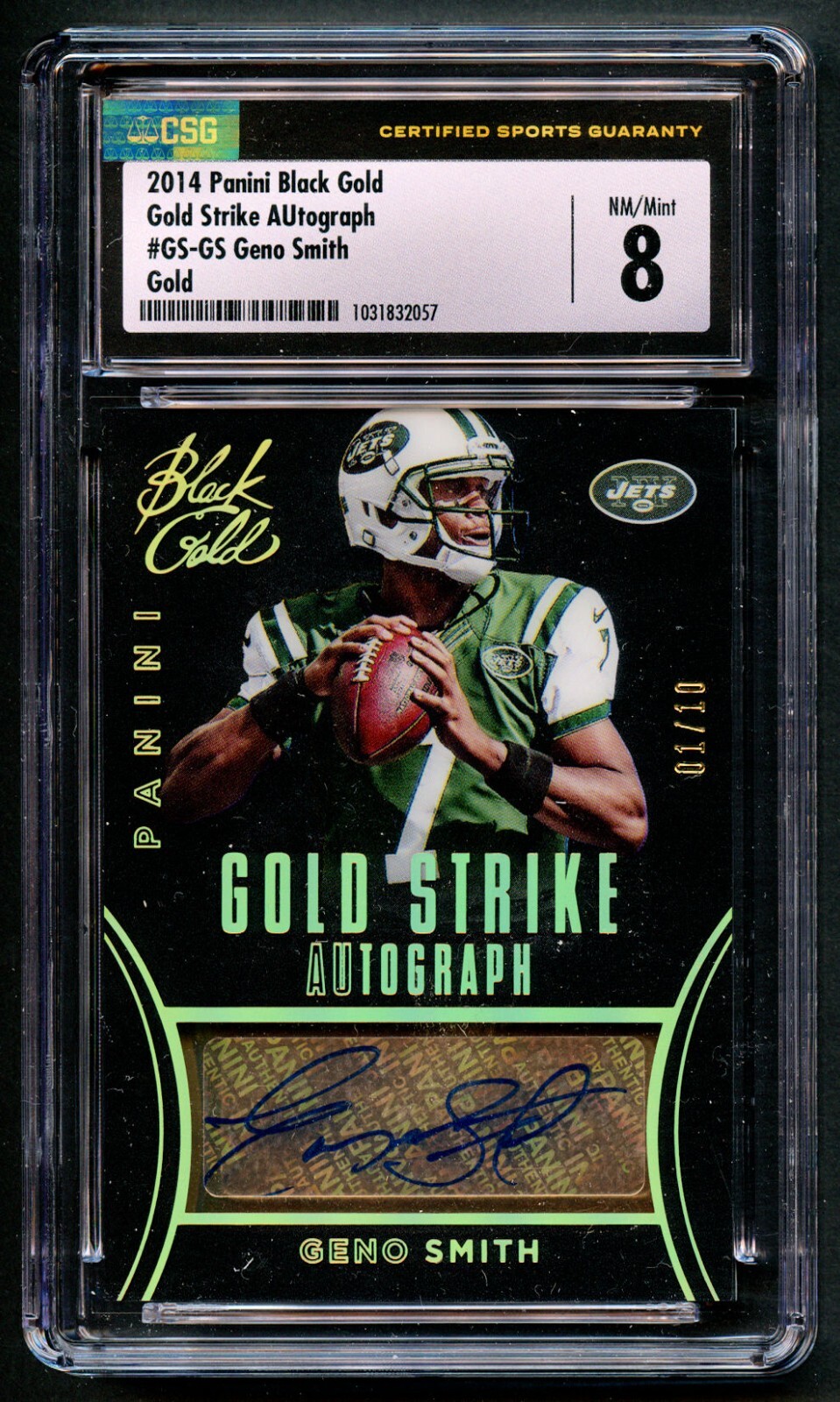Geno Smith GS-GS signed 2014 Panini Black Gold Strike Autograph 1/10 ...