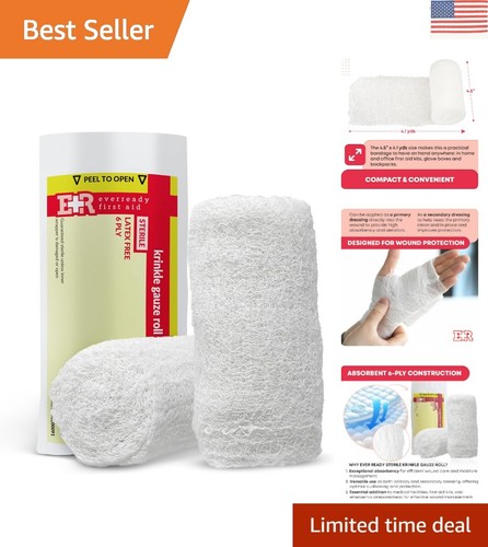 Versatile Latex-Free Gauze Bandage Roll - Sterile 6-Ply Crimped Cotton ...