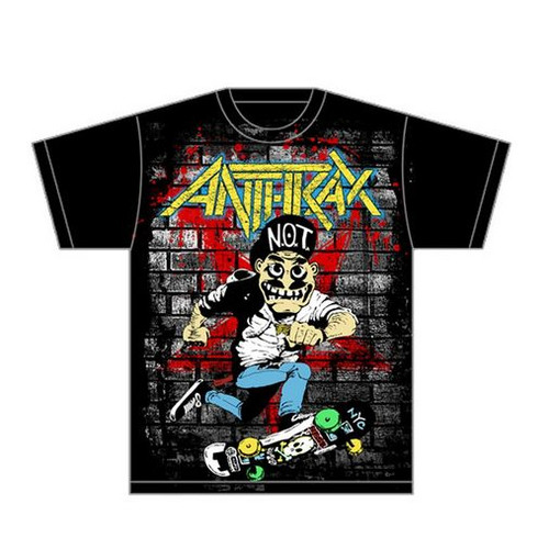 ANTHRAX SKATER GUY GRUNGE BAND CARTOON SICK HEAVY METAL MUSIC ROCK T ...