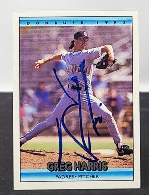 GREG HARRIS Signed Autograph 92 Donruss Baseball Card #49 San Diego ...