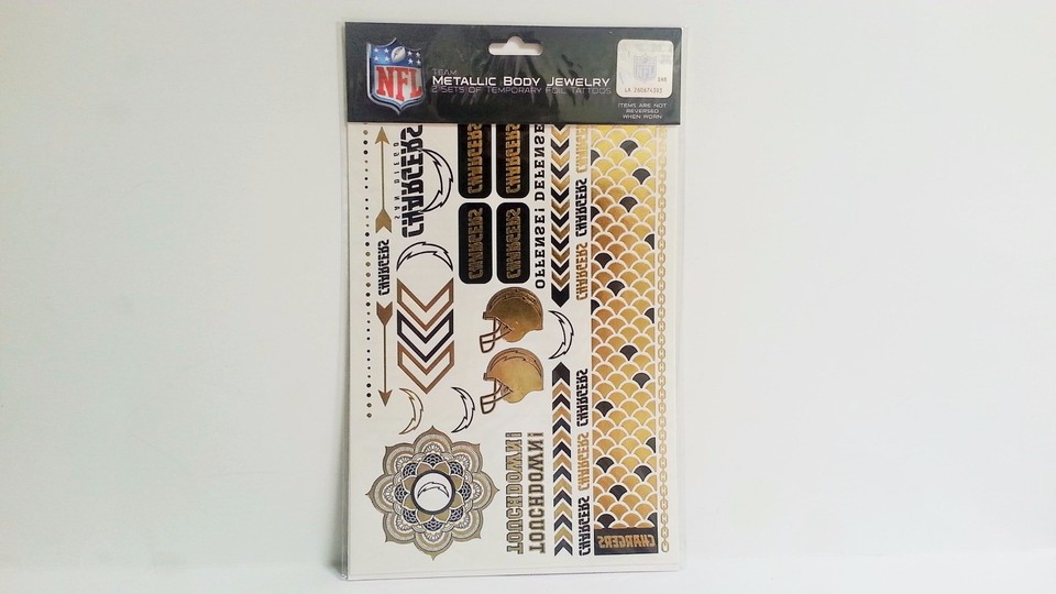 NFL Temporary Metallic Foil Tattoo Body Jewelry Set Choice of Teams | eBay