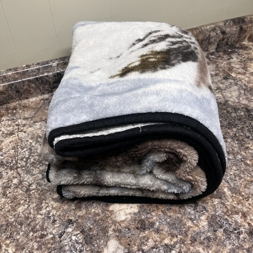 VTG Al Agnew Deer Buck Throw Blanket Snow Woods Cabin Hunting 49.25x62 ...