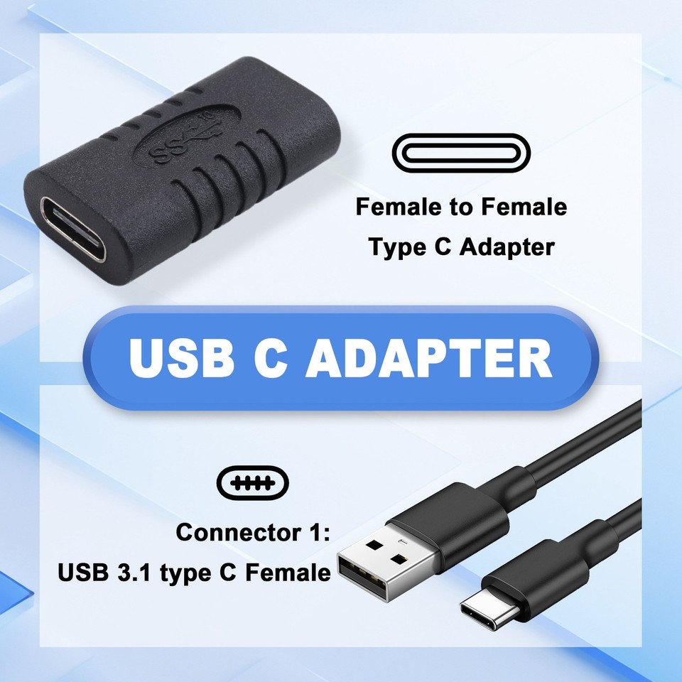USB C Adapter Female to Female Type C Adapter Straight Tiny USB-C ...