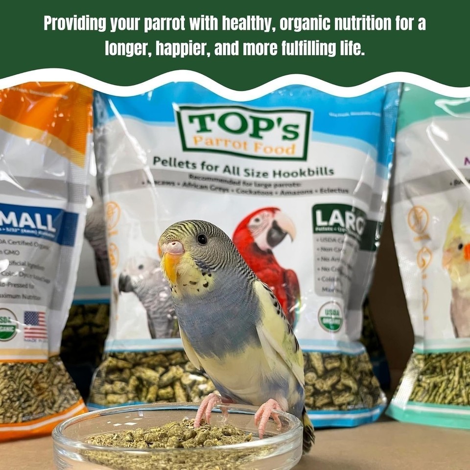 TOP's Parrot Food Bird Pellets for Small Hookbill Organic Non-GMO Corn ...