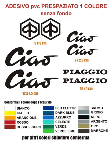 Piaggio Ciao Stickers 8pcs Logo Decals Sticker Kit Tank Hull Helmet | eBay