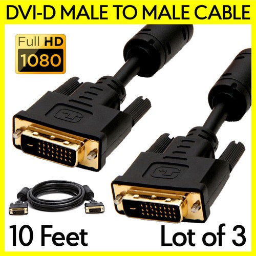 3 PCS DVI Cable 10 Feet DVI-D Male to Male Monitor Cord for PC ...