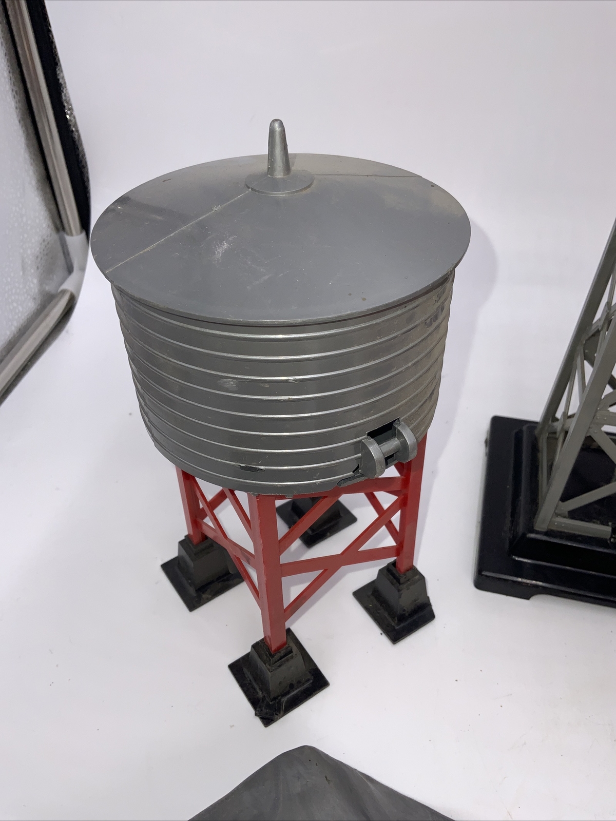 Marx Tin Marlines Train Farm Set Barn Light Tower Rock Water Tower ...