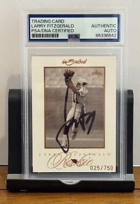 Fleer Inscribed Larry Fitzgerald /750 Rookie Card RC Cardinals PSA COA ...