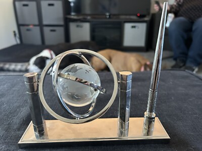 Bluestone Designs W352 Crystal Globe Ball Pen Stand Desk Decor Lawyer ...