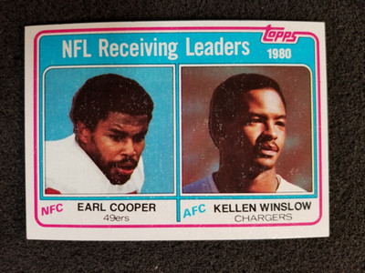 1981 Topps NFL RECEIVING LEADERS card # 2 (EARL COOPER, KELLEN WINSLOW ...
