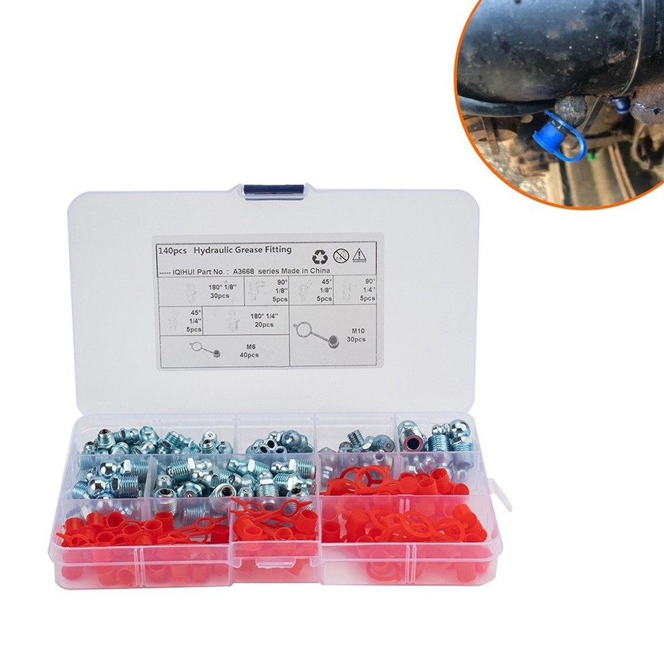 140Pcs/Set Bend Grease Nipple Straight Grease Fitting Accessories ...