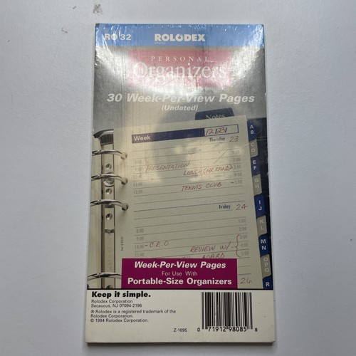 Rolodex RO 32 30 Week-per-view pages Undated Use with Portable Size ...