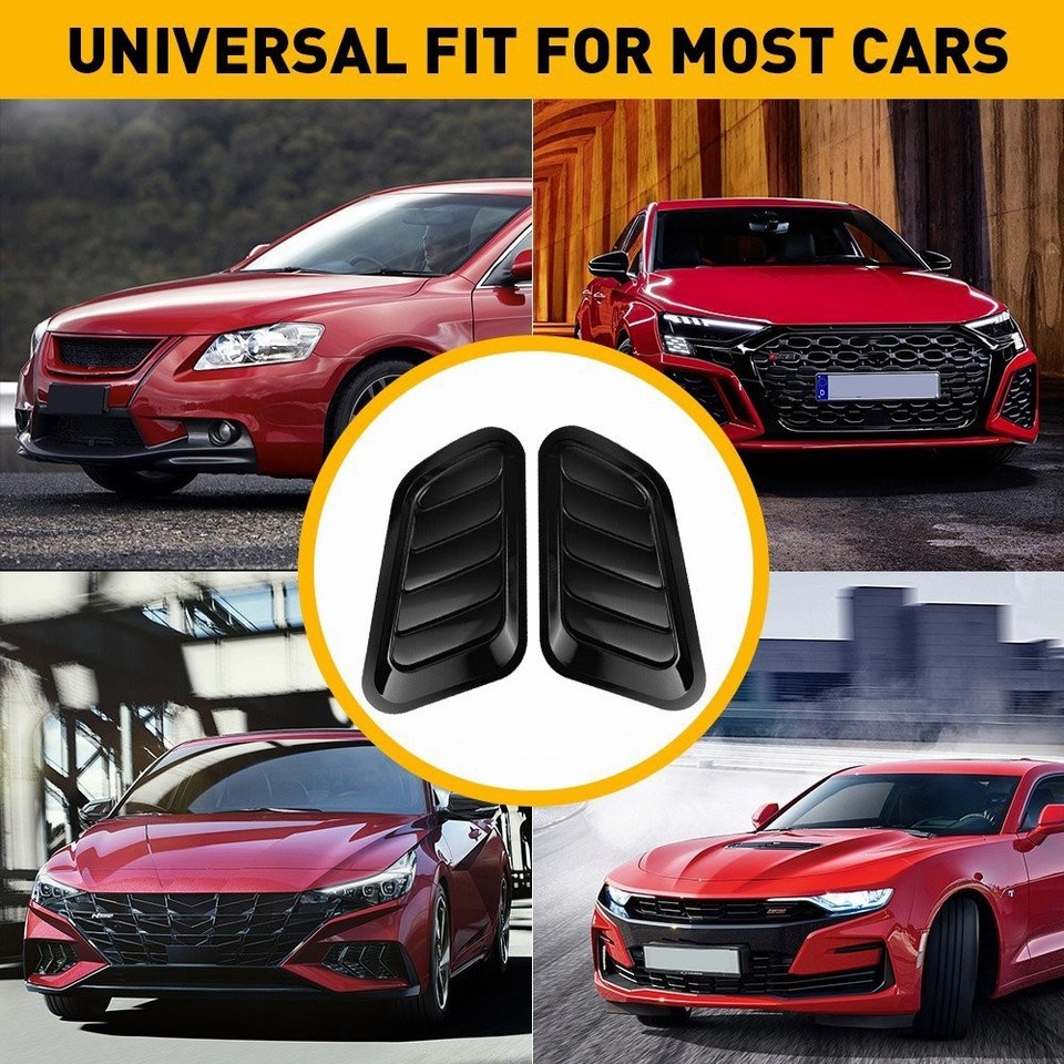 2PCS Hoods Bonnet Vents Cover Hood Scoop Air Intake Flow Cover Black ...