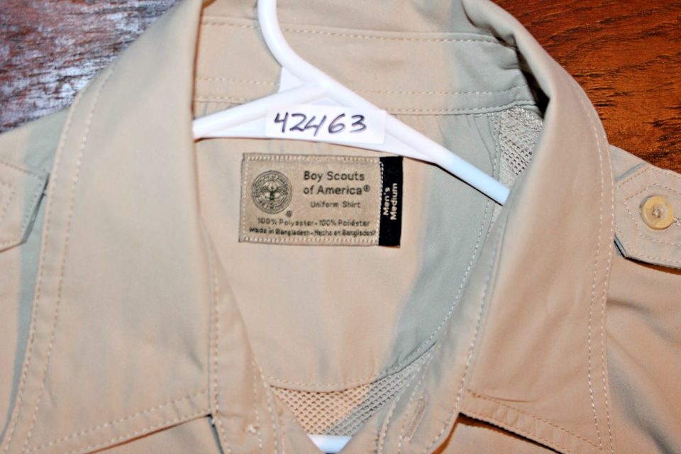 Boy Scouts of America BSA Men's Shirt Tan Medium Vented Poly Microfiber ...