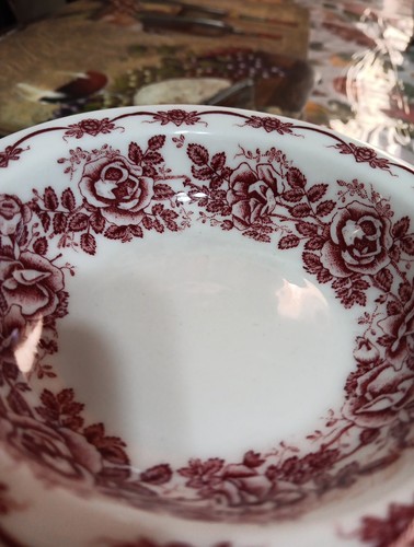 Morris Gordon & Sons McNicol China 5 small Bowls Burgandy Roses Vintage ...
