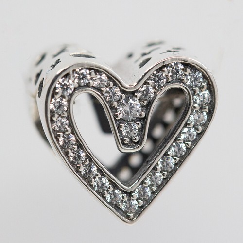 NEW AUTHENTIC PANDORA CHARM SPARKLING FREEHAND HEART 798692C01 W SUEDE ...