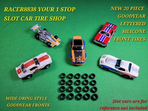 20 Piece WIDE AFX GOODYEAR Lettered FRONT SILICONE Tires HO Slot Car ...