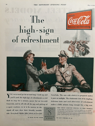 Coca Cola Soda Officer High Sign Freshness 8 Million Vintage Print Ad ...