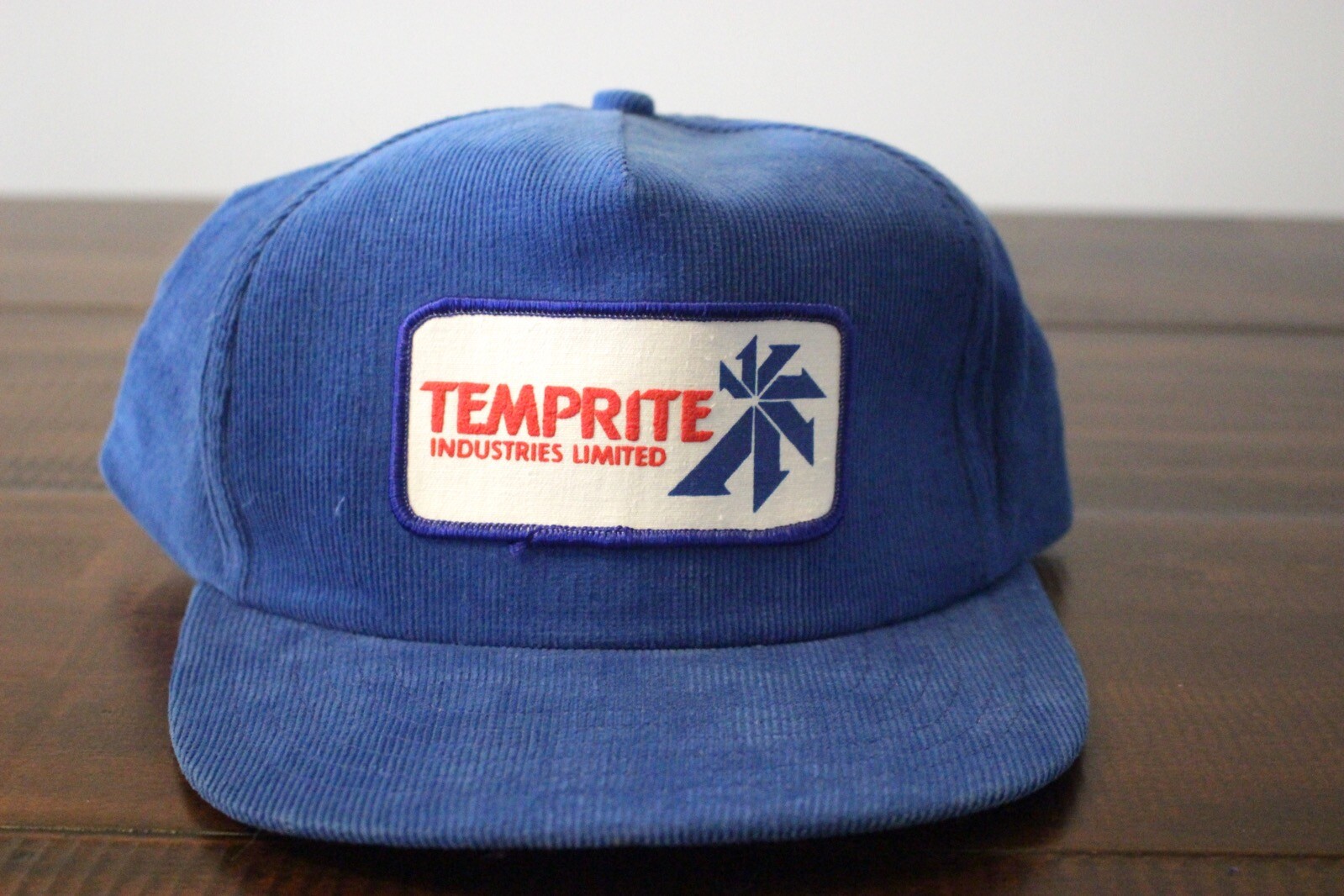 TEMPRITE INDUSTRIES trucker hat blue corduroy vintage retro embroidered ...