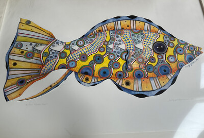 New Crown Fish Lithograph Emily JG Vermillion Numbered Signed 81/500 | eBay