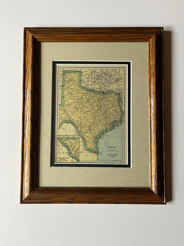 1927 Antique Texas State Map by C.S. Hammond, Framed/Double Mat SEE ...